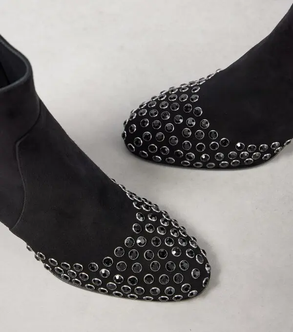 Alaïa Embellished Suede Ankle Boots