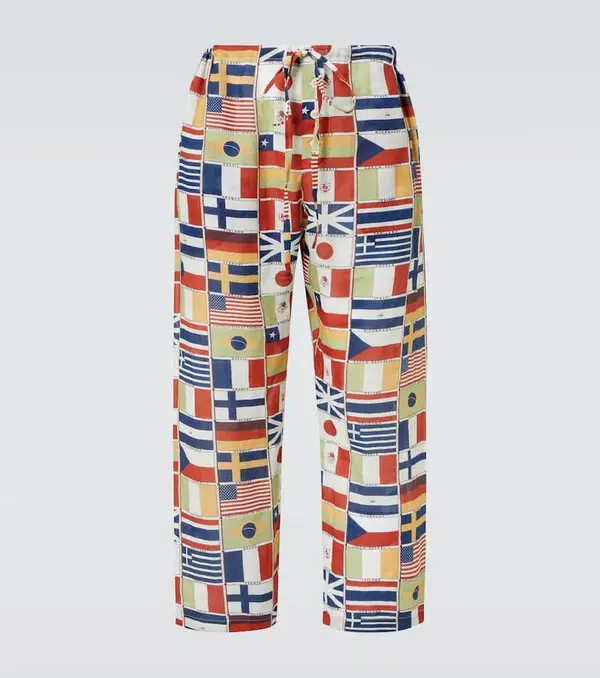 BODE International Printed Linen Straight Pants - Multicoloured