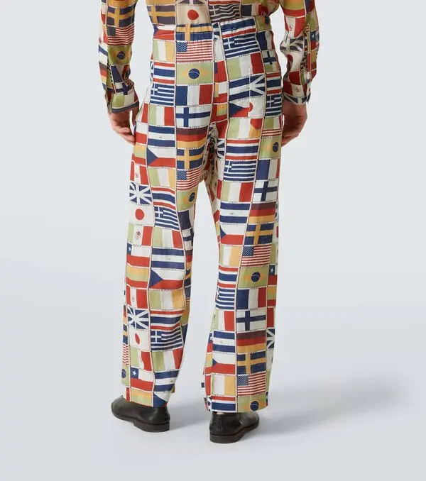 BODE International Printed Linen Straight Pants