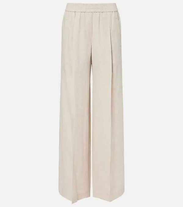 Brunello Cucinelli Linen Wide-leg Pants