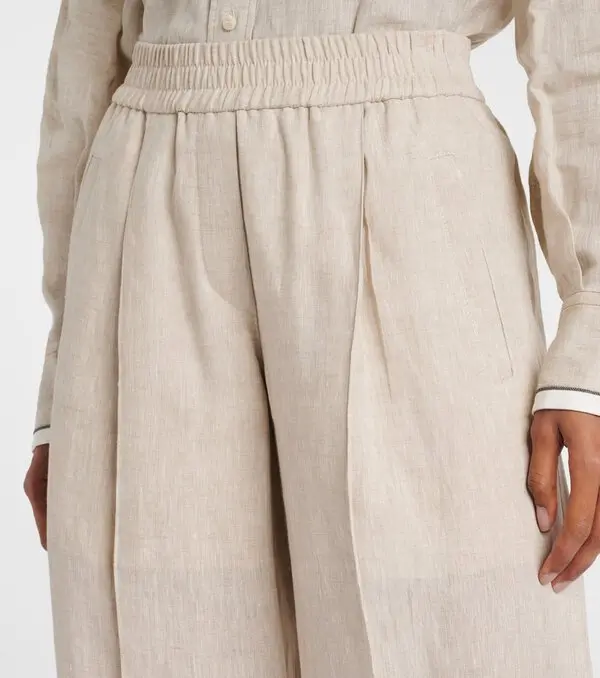 Brunello Cucinelli Linen Wide-leg Pants