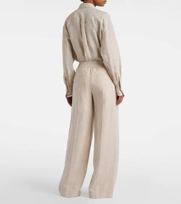 Brunello Cucinelli Linen Wide-leg Pants