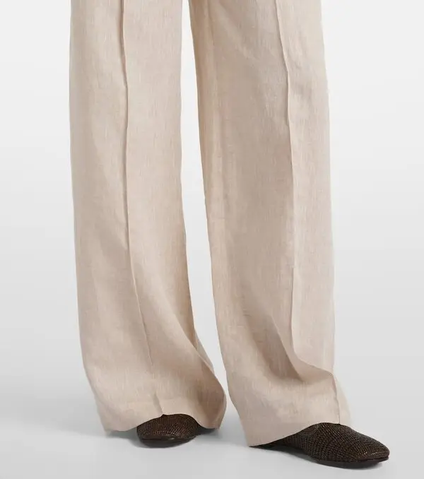 Brunello Cucinelli Linen Wide-leg Pants