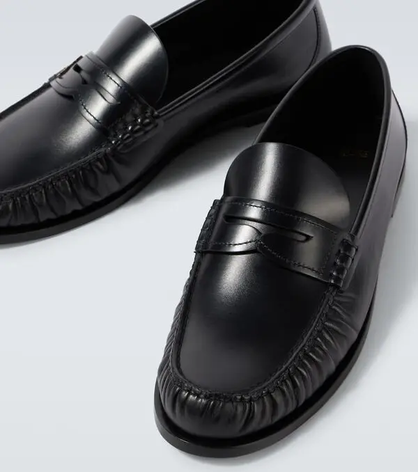Saint Laurent Laurent Leather Penny Loafers