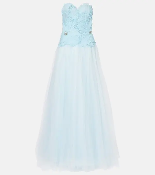 Costarellos Edra Floral Tulle Gown