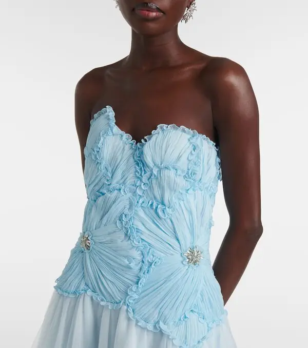Costarellos Edra Floral Tulle Gown