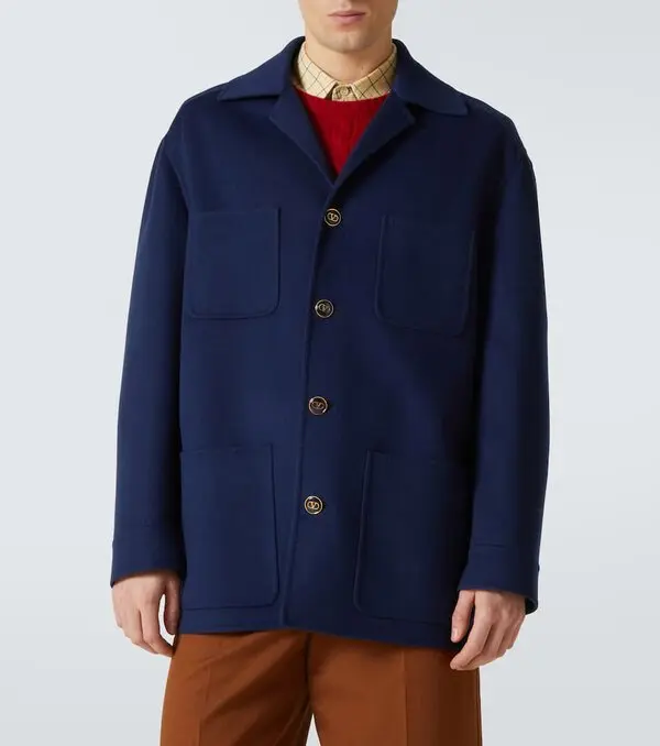 Valentino Garavani Wool And Cashmere Overshirt - Blue