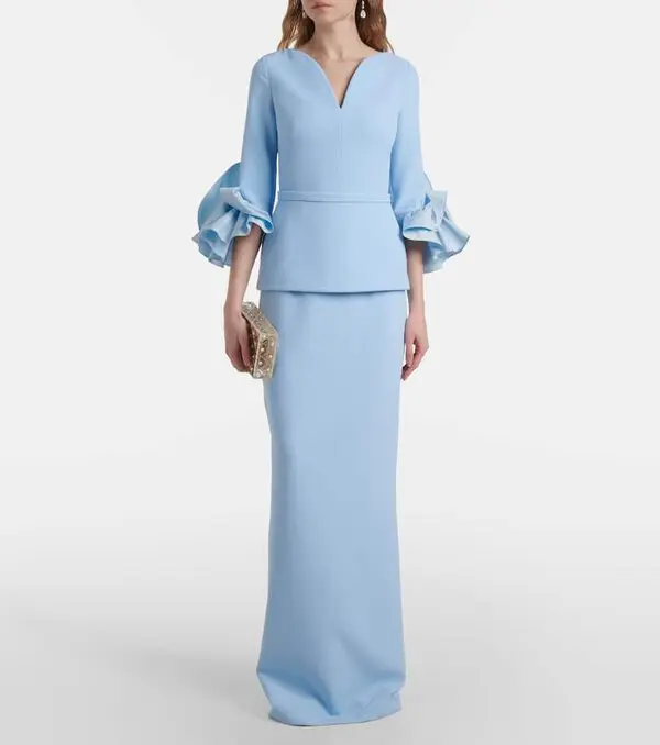 Safiyaa Clemence Ruffled Crepe Gown