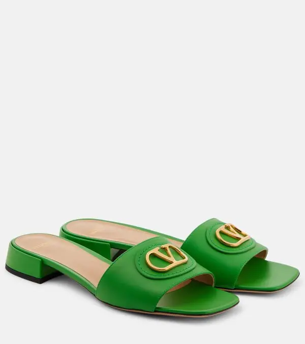 Valentino Garavani Vlogo Signature Leather Slides