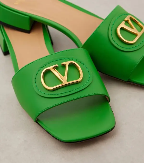 Valentino Garavani Vlogo Signature Leather Slides