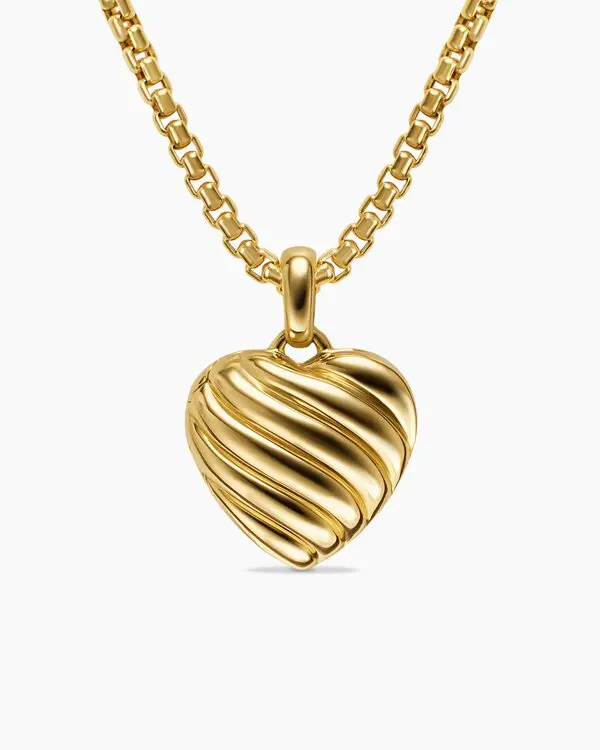 David Yurman Sculpted Cable Heart Locket - All 18k Yellow Gold