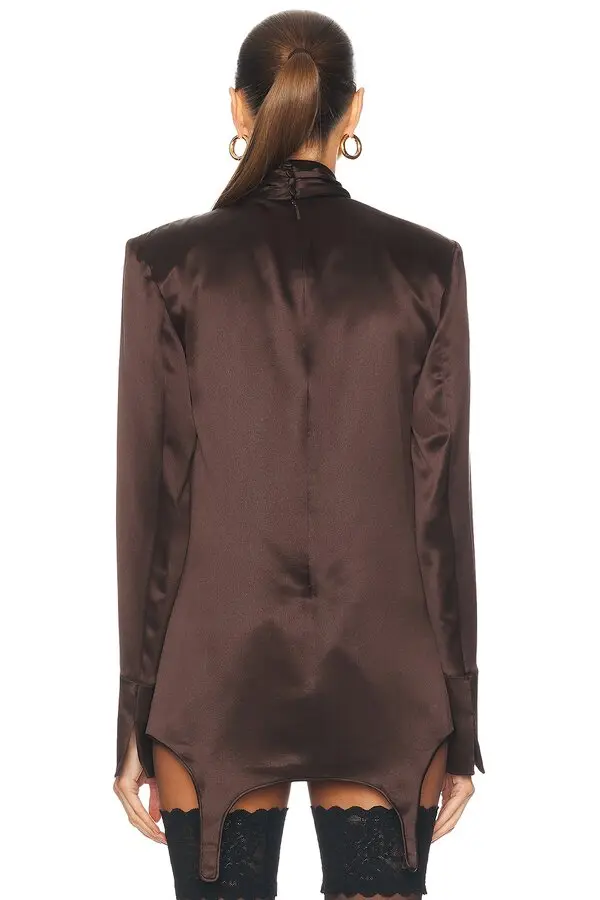 Saint Laurent Mockneck Blouse - Chocolate
