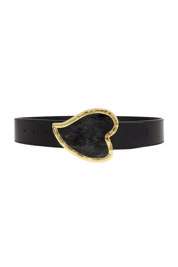 Brandon Maxwell Marble Heart Leather Belt - Black