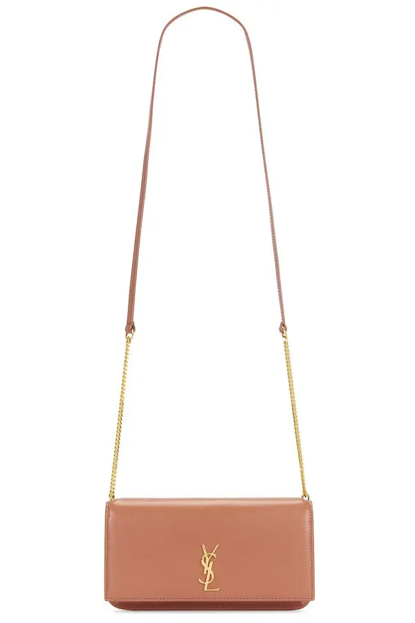 Saint Laurent Phone Holder In Coral - Barely Pink