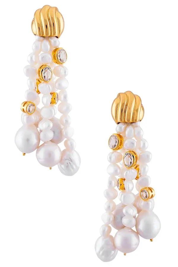 VALERE Awaken Earrings - Clear  Quartz & Pearl