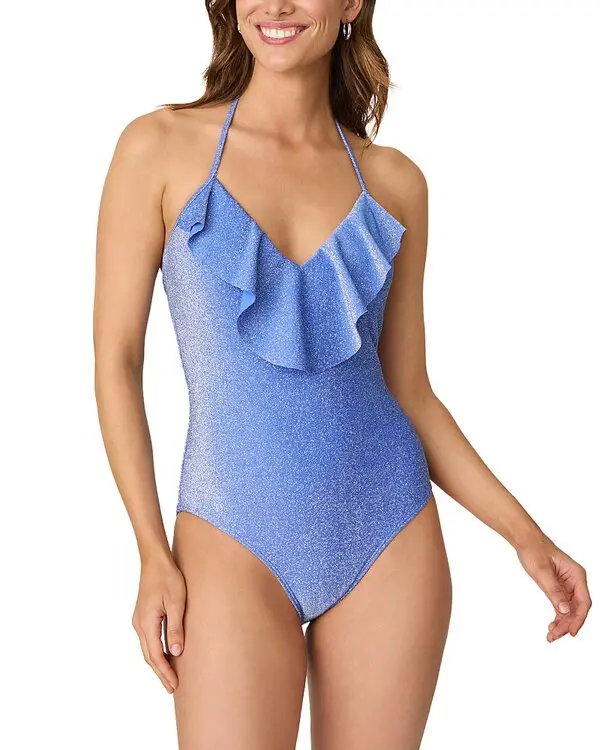 Shoshanna Shimmer One Piece Swimsuit - Blueberry