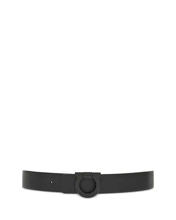 FERRAGAMO Single Gancini Leather Belt - Nero