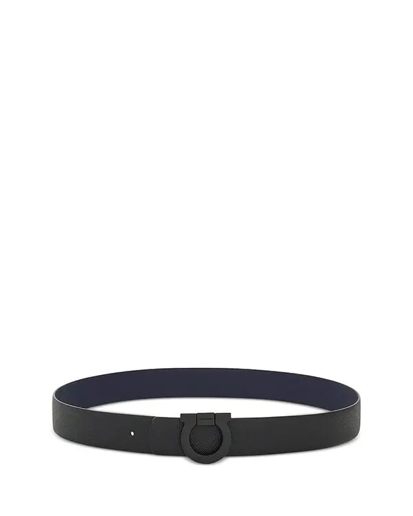 FERRAGAMO Single Gancini Leather Belt - Nero