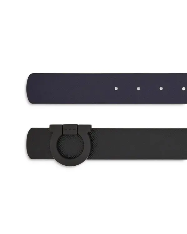 FERRAGAMO Single Gancini Leather Belt - Nero