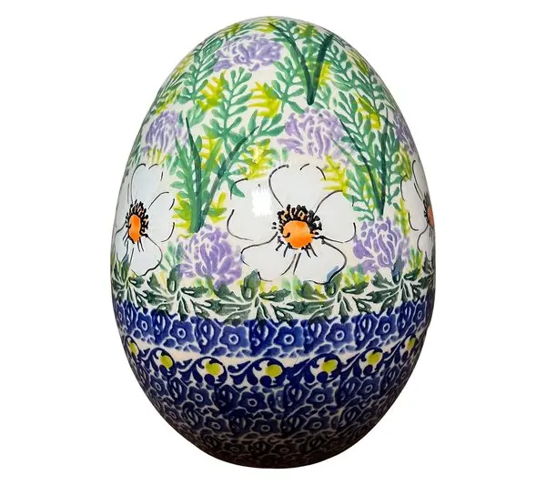 LIDIA'S POLISH POTTERY Xl Egg Figurine - One-color