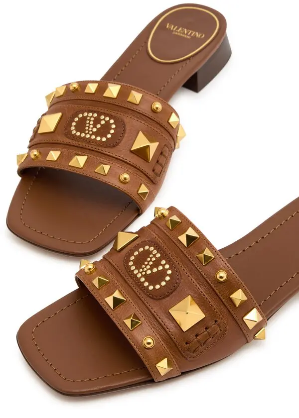 Valentino Garavani Embellished Leather Sliders