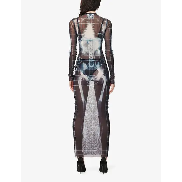 Jean Paul Gaultier Skeleton-Print Maxi Dress In Black/Navy/Lightblue - 82%  Off | Editorialist