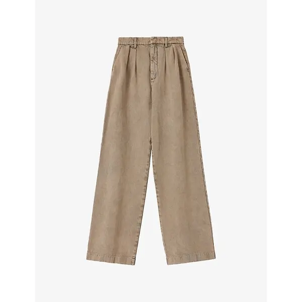 Loewe Pleated Wide-leg High-rise Denim Jeans