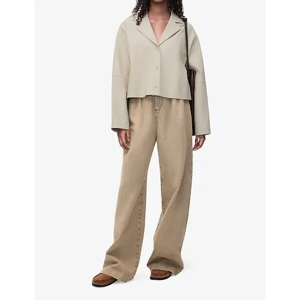 Loewe Pleated Wide-leg High-rise Denim Jeans