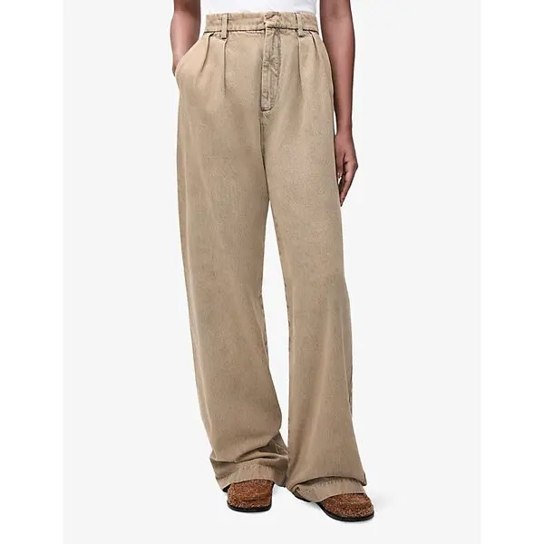 Loewe Pleated Wide-leg High-rise Denim Jeans