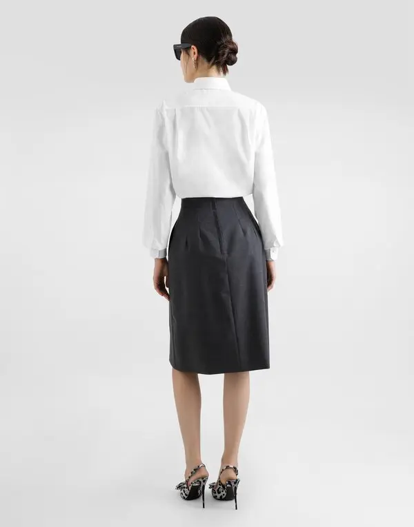 Dolce & Gabbana Woolen A-line Midi Skirt With Dg Buttons