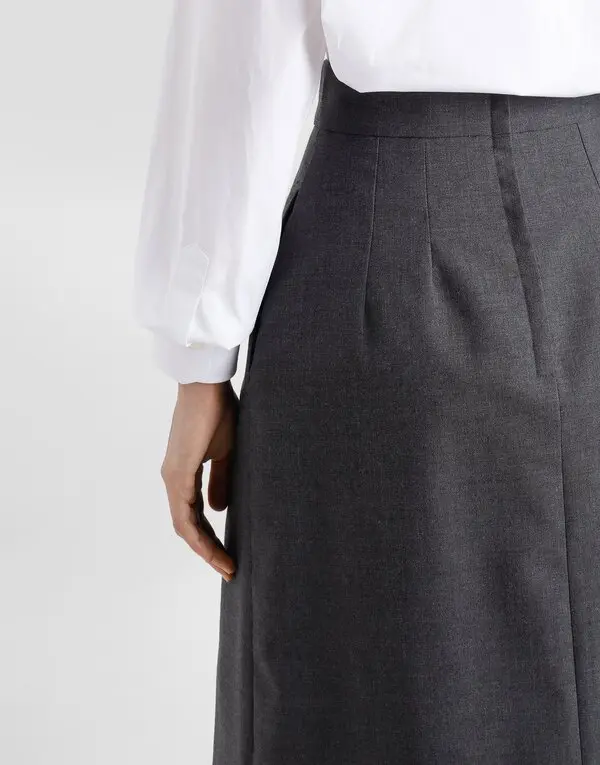 Dolce & Gabbana Woolen A-line Midi Skirt With Dg Buttons