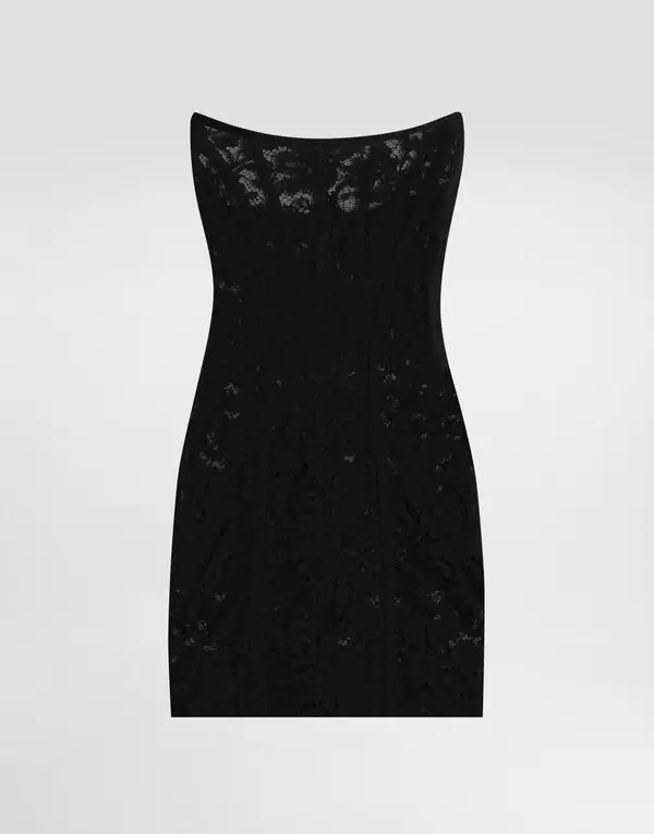 knee length dresses for ladies Dolce & Gabbana Black Lace Corset Dress – Treasures of NYC