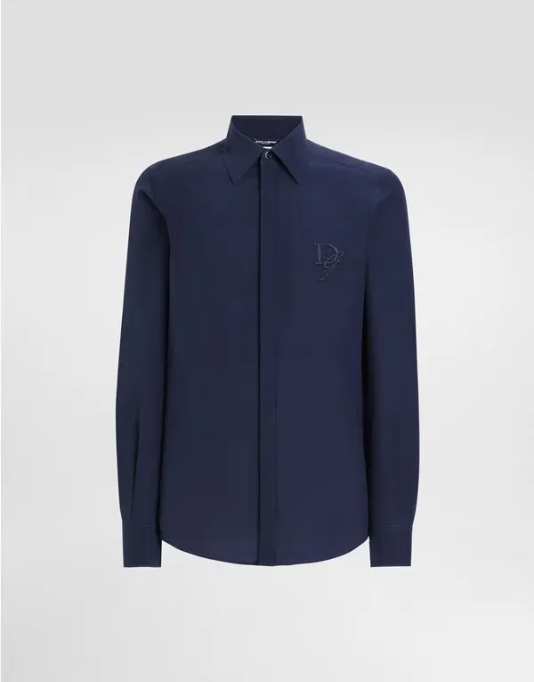 Dolce & Gabbana Silk Shirt With Logo Embroidery