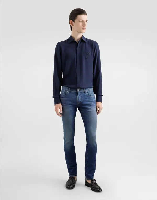 Dolce & Gabbana Silk Shirt With Logo Embroidery
