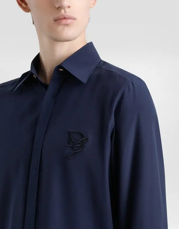 Dolce & Gabbana Silk Shirt With Logo Embroidery
