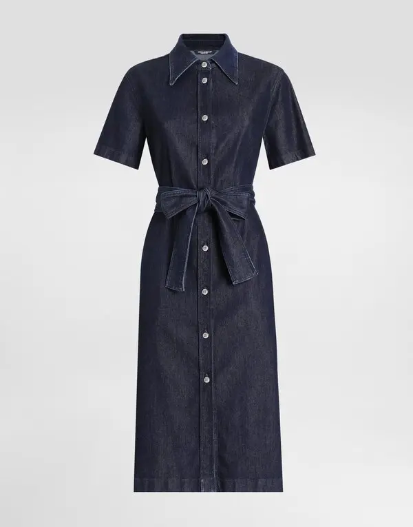 Dolce & Gabbana Silk-blend Denim Shirt Dress - Multicolor