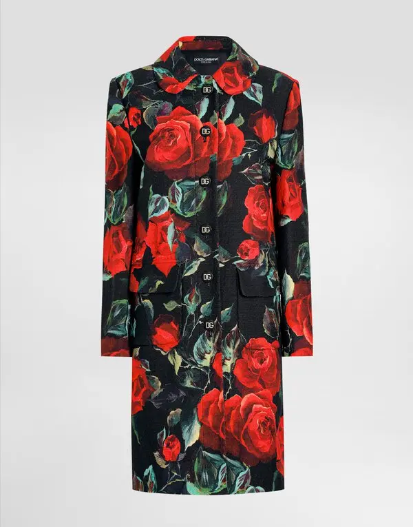 Dolce & Gabbana Rose- Cotton Jacquard Coat