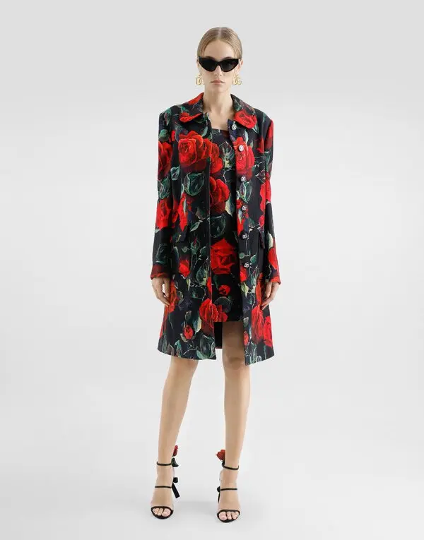 Dolce & Gabbana Rose- Cotton Jacquard Coat