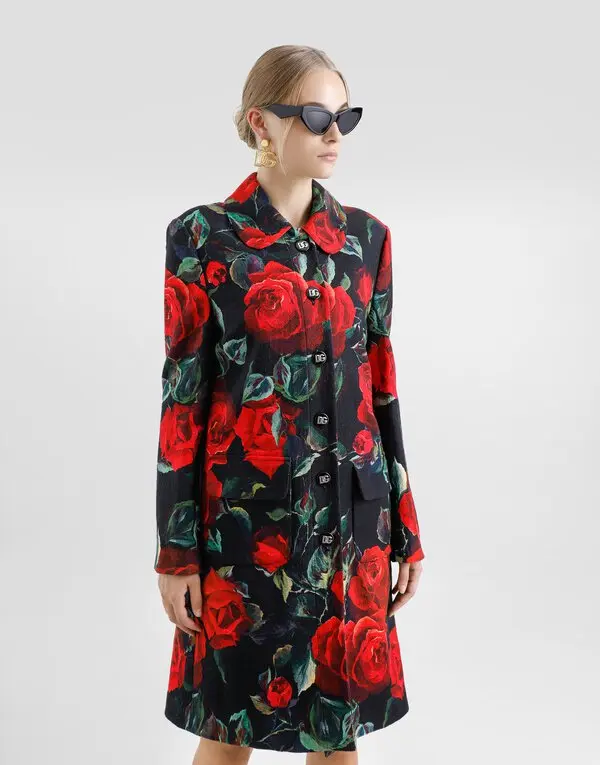 Dolce & Gabbana Rose- Cotton Jacquard Coat