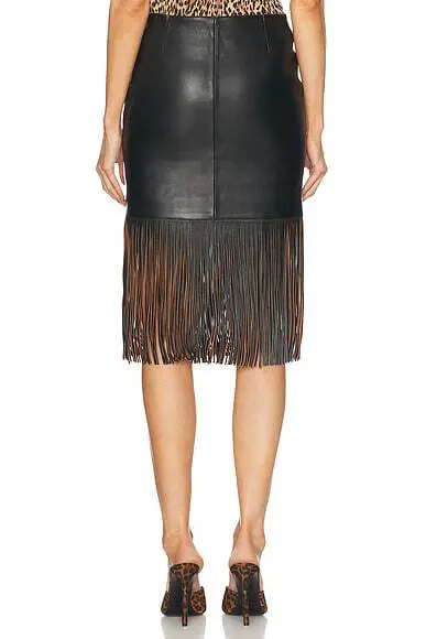 Blumarine Fringe Leather Skirt