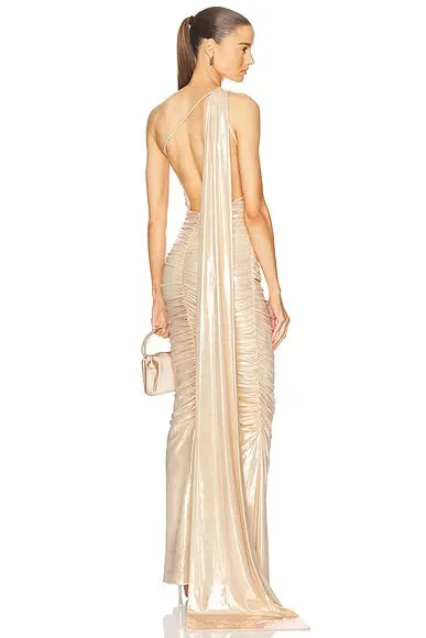 Retrofete Shannon Metallic Ruched Gown