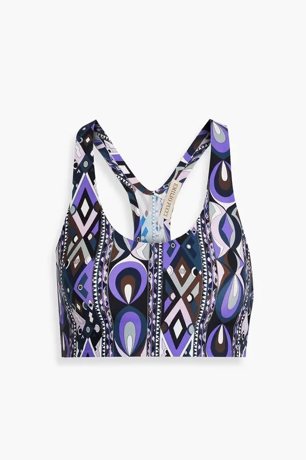 Emilio Pucci Printed Stretchjersey Sports Bra - Purple