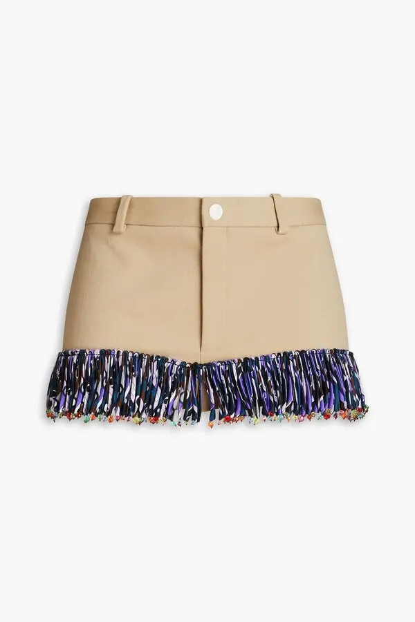 Emilio Pucci Fringed Cotton-blend Twill Shorts