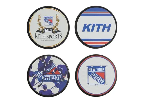 Kith X New York Rangers For Inglasco 4pack Puck Coasters - Multicolor