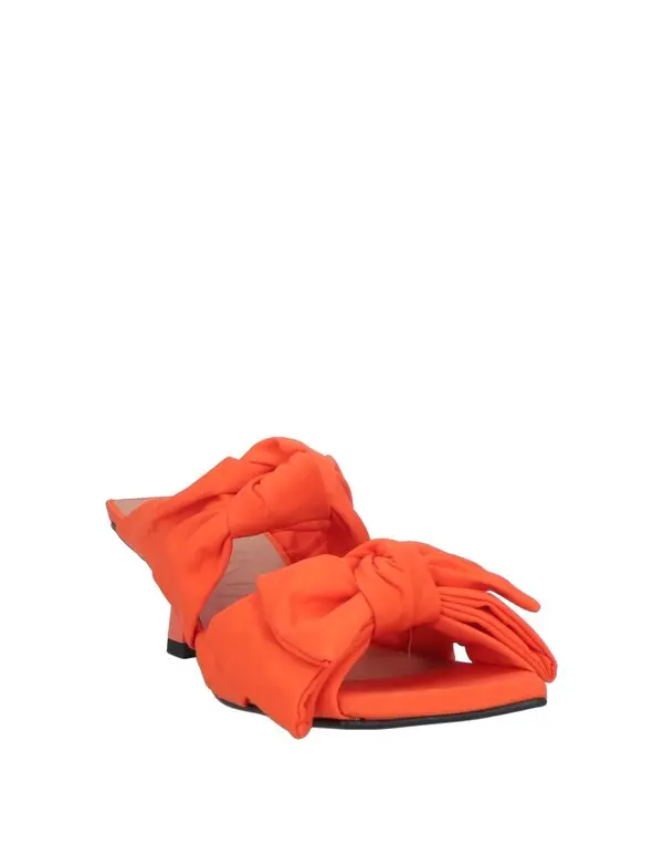 GANNI Woven Bow Detailed Square Toe Heeled Sandals - Orange