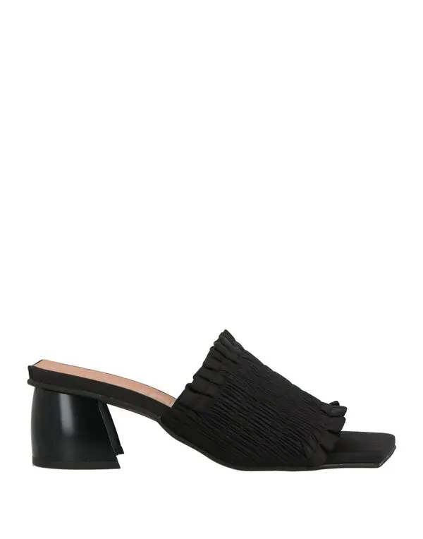 GANNI Shirred Satin Slide Sandals