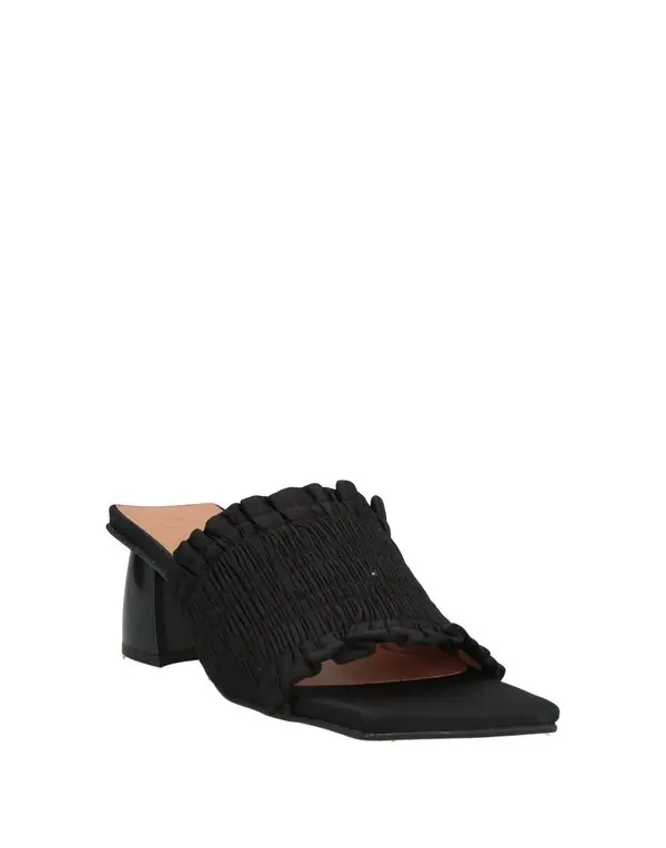 GANNI Shirred Satin Slide Sandals