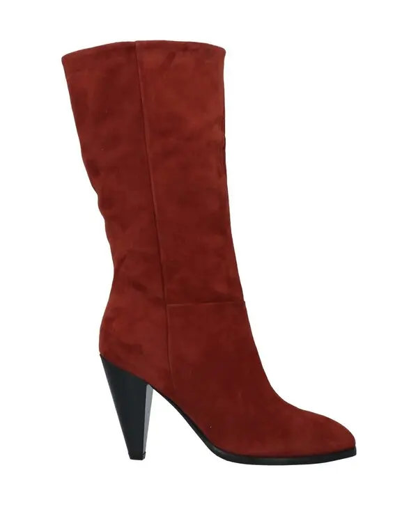 PAOLA FERRI Sheepskin Cone Heel Pointed Toe Boots