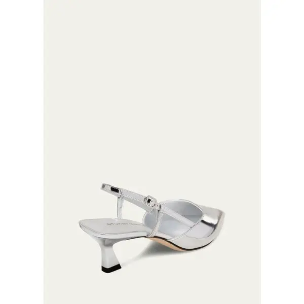 STUART WEITZMAN Vinnie Metallic Kitten Slingback Pumps - Cigar