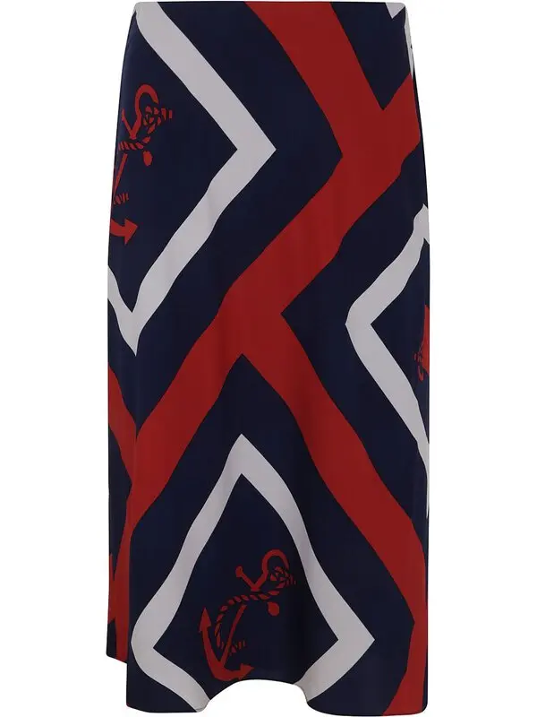 Ralph Lauren Anchor-print Midi Skirt - Blue